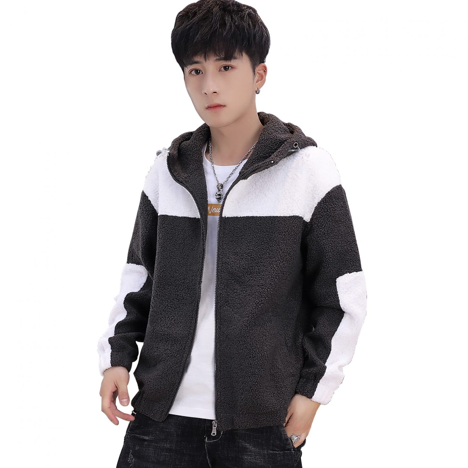 Casual stitching Korean version fleece jackets