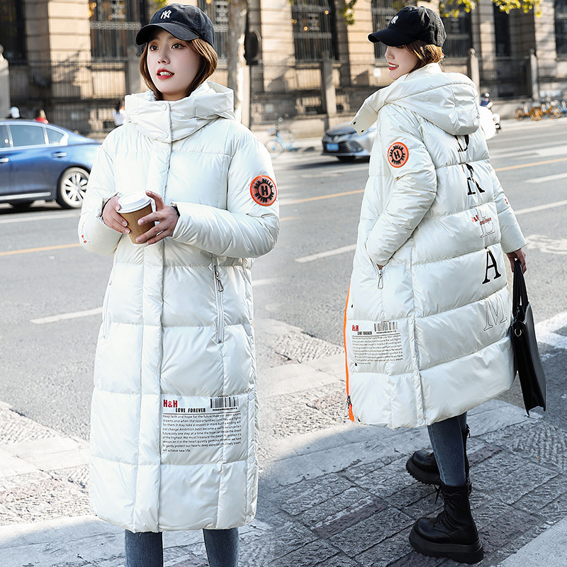Loose shiny super long warm puffer jacket