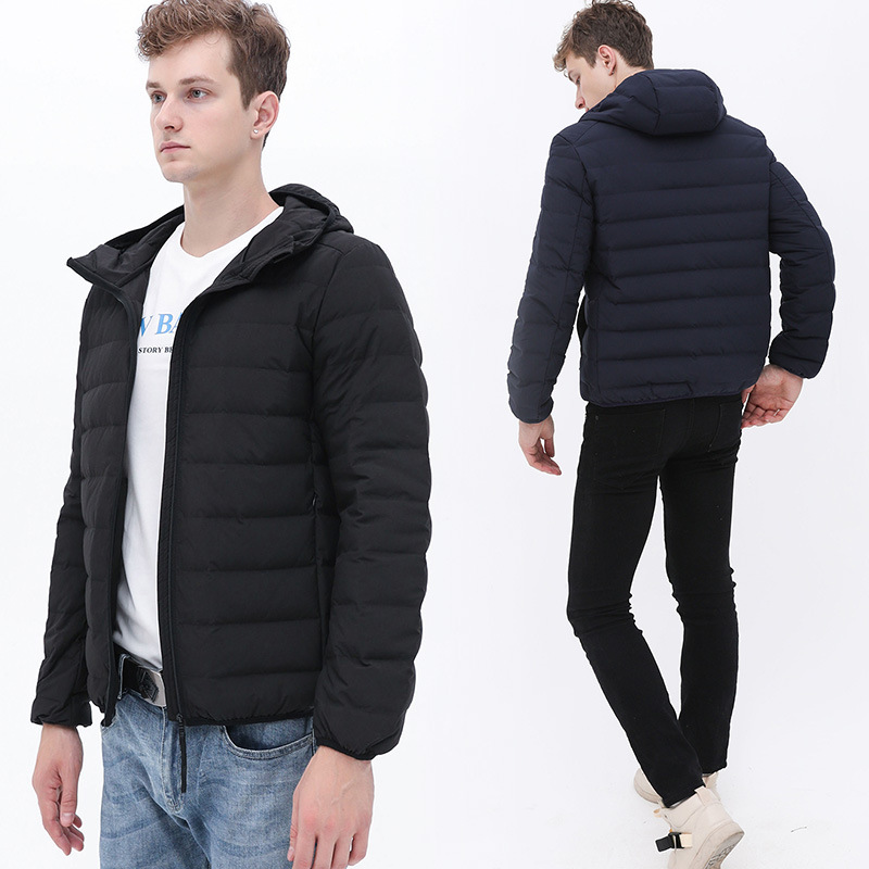 New lightweight men's hooded down jacket