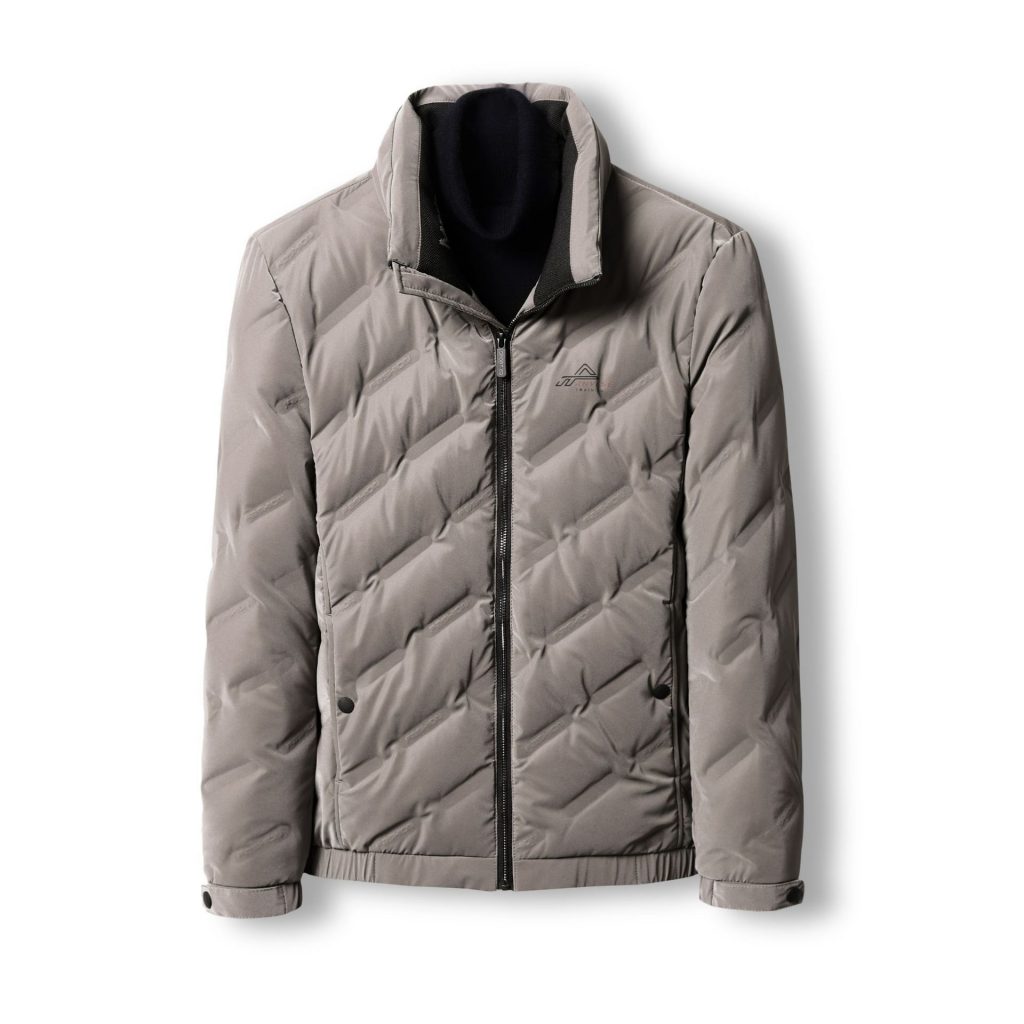 Pure color padded lapel warm puffer jacket