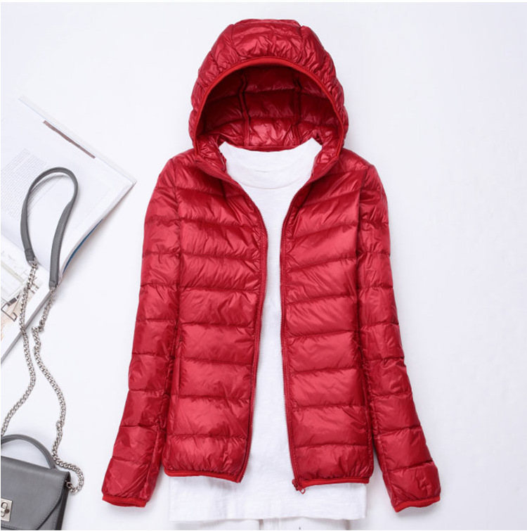 Ultralight stand-up collar hooded puffer jacket