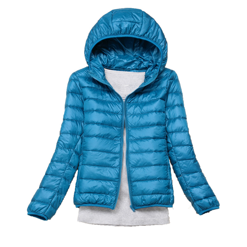 Ultralight stand-up collar hooded puffer jacket