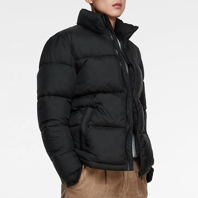 Custom logo plain down puffer jacket for men
