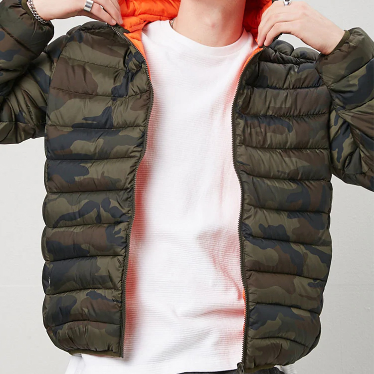 Men’s zipper puffer jacket with hoodie